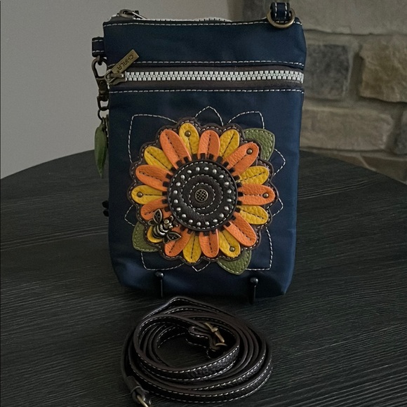 Chala | Bags | Chala Nwot Blue And Orange Crossbody Bag With Sunflower ...